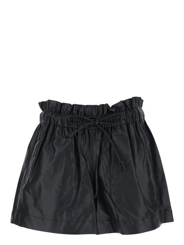 Isabel Marant Étoile Black Eco-leather Shorts With Drawstring Waist - Multicolor