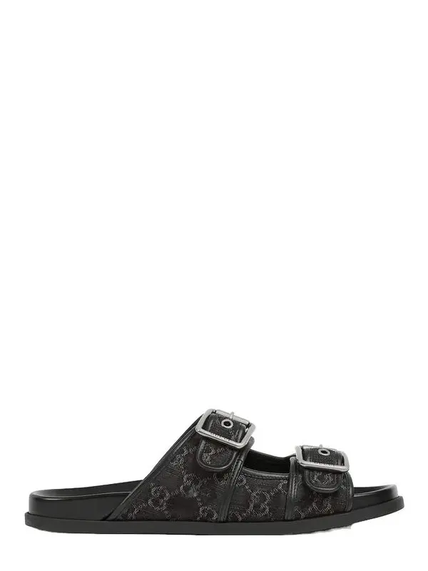 Gucci Cotton Sandals With Buckle Fastening - Black