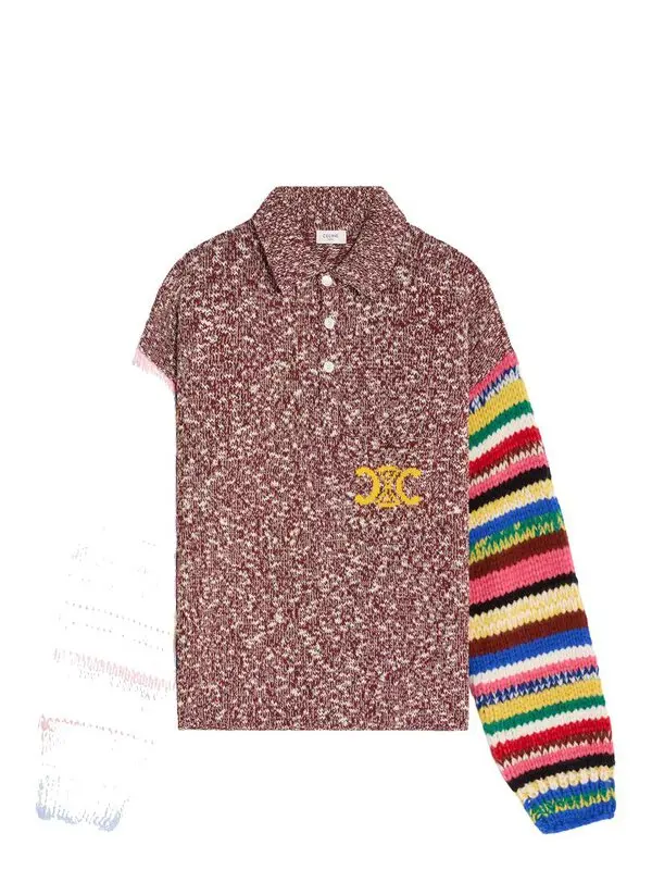 Celine Mouliné Cotton Polo Sweater - Multicolor
