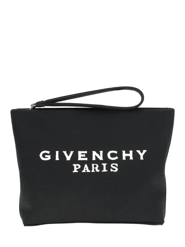 Givenchy Canvas Pouch With Grosgrain Shoulder Strap - Black