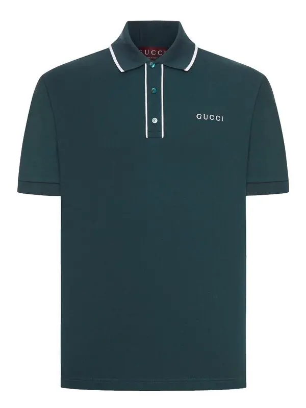 Gucci Cotton Piquet Polo Shirt With Embroidered Logo - Green