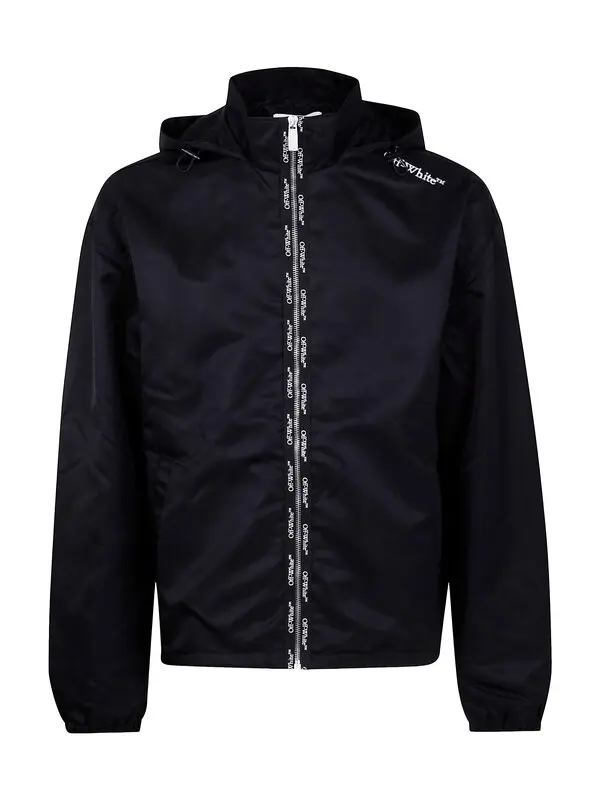 Off-White Nylon Windbreaker With Logo Detail - Black
