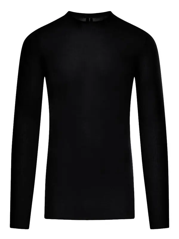Rick Owens Wool Ribbed Crewneck Sweater - Black