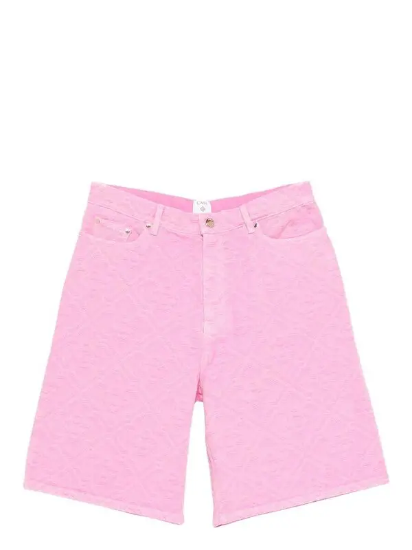 Casablanca Monogrammed Denim Shorts - Pink