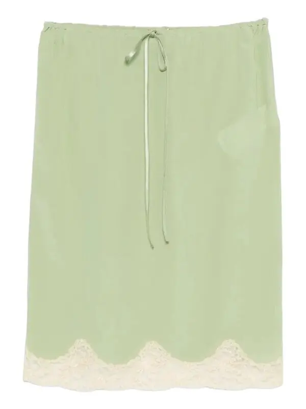 Saint Laurent Silk Lace Trimmed Skirt - Multicolor