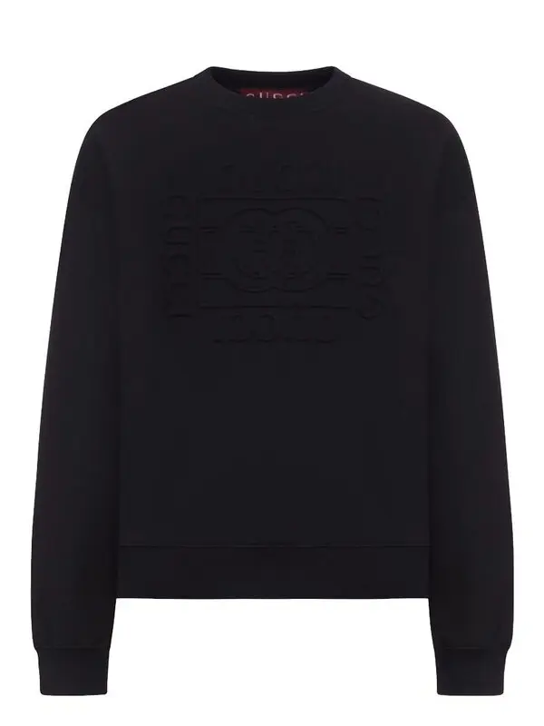 Gucci Brushed Cotton Jersey Sweatshirt With Embossed Gg Logo - Black