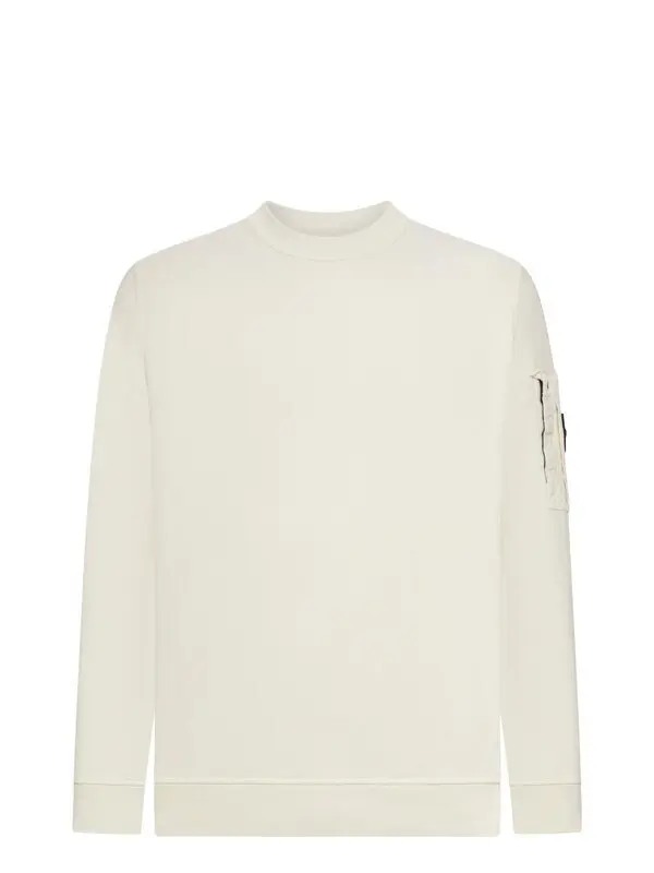 Stone Island Crewneck Sweatshirt With Seasonal Pocket - Cream