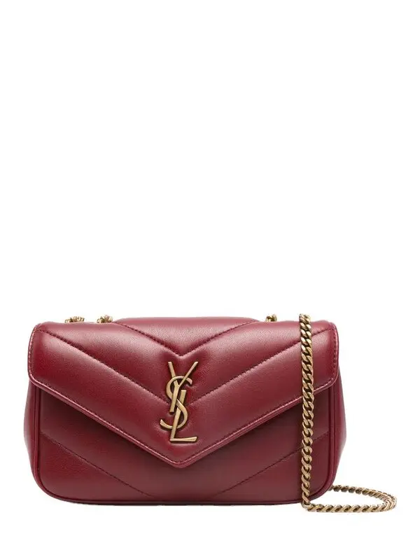 Saint Laurent Chevron Quilted Lambskin Mini Bag - Red