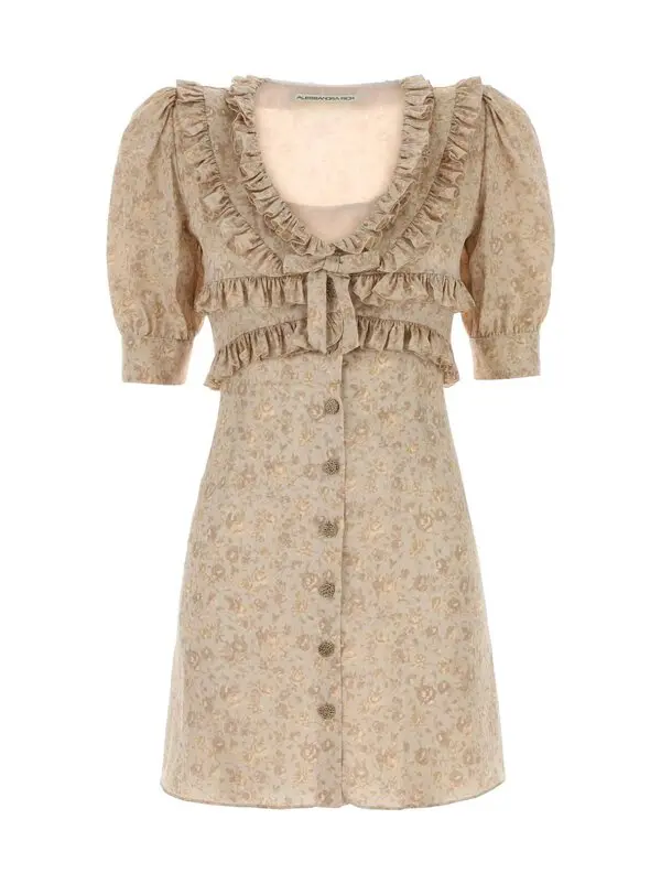 Alessandra Rich Printed Ruffle Mini Dress - Multicolor