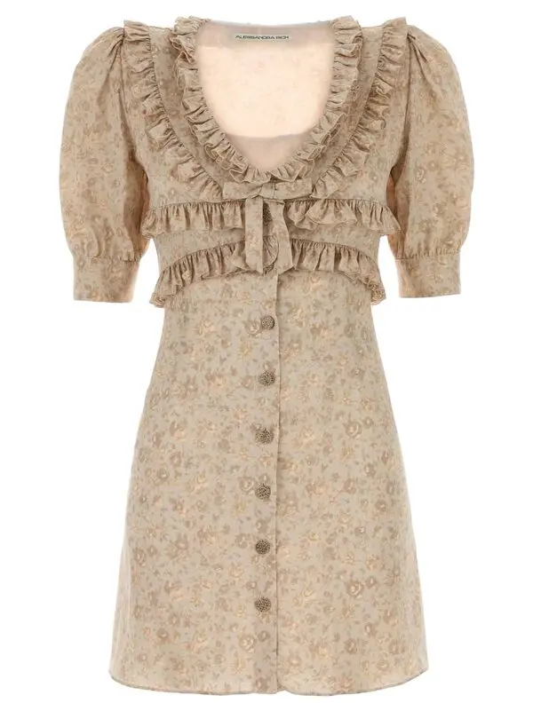 Alessandra Rich Printed Ruffle Mini Dress - Multicolor