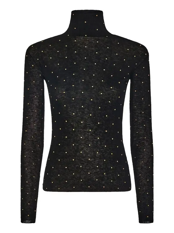 Rabanne Black Turtleneck With Appliques - Multicolor