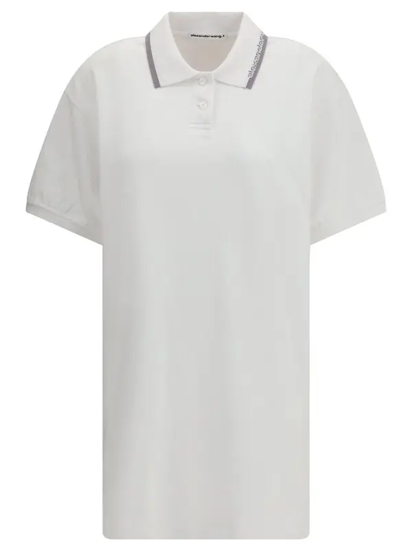 Alexander Wang Cotton Polo Dress With Logo Collar - White