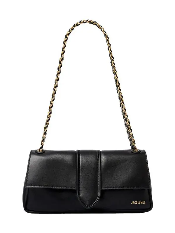 Jacquemus Leather Shoulder Bag With Gold-tone Hardware - Black