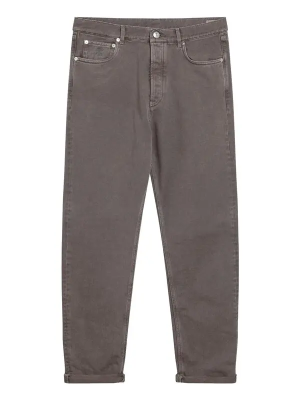 Brunello Cucinelli Effect Jeans With Turn-up Hem - Cream