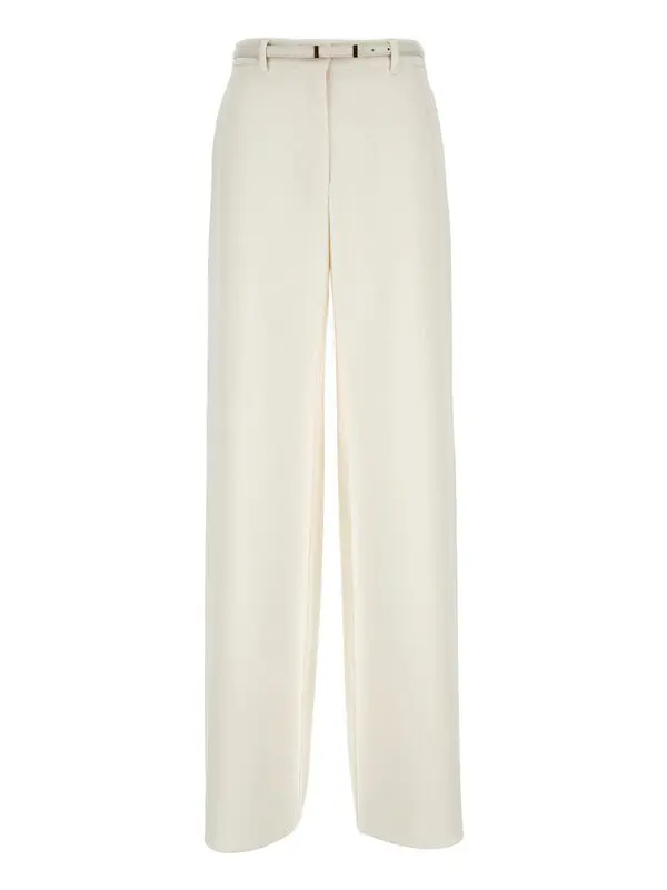 Max Mara Wide Leg Trousers With Leather Belt - Multicolor