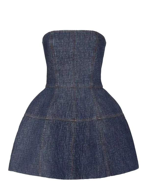 Fendi Padded Denim Mini Dress - Multicolor