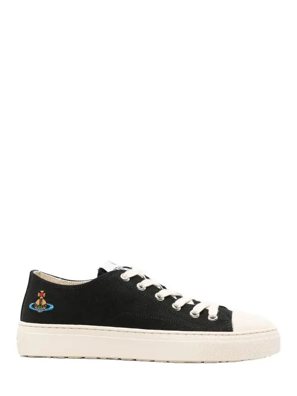 VIVIENNE WESTWOOD Canvas Orb Embroidered Trainers - Black