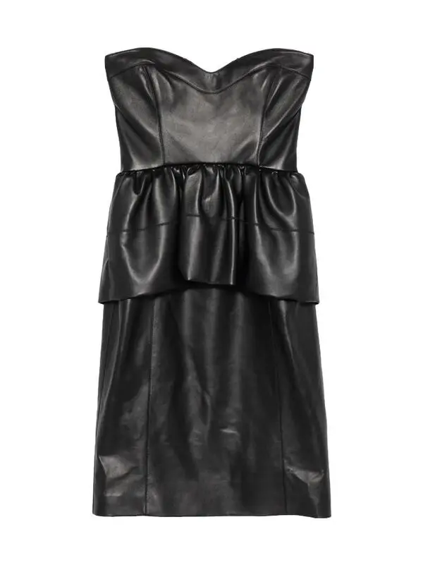 Fendi Strapless Peplum Detail Sweetheart Neck Dress - Black