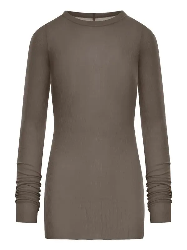 Rick Owens Ribbed Semi-transparent Long Sleeve Sweater - Gray