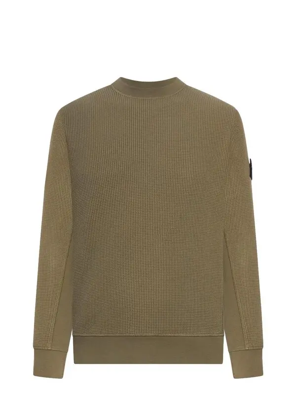 Stone Island Crew Neck Sweatshirt In Organic Cotton With Honeycomb Workmanship - Multicolor
