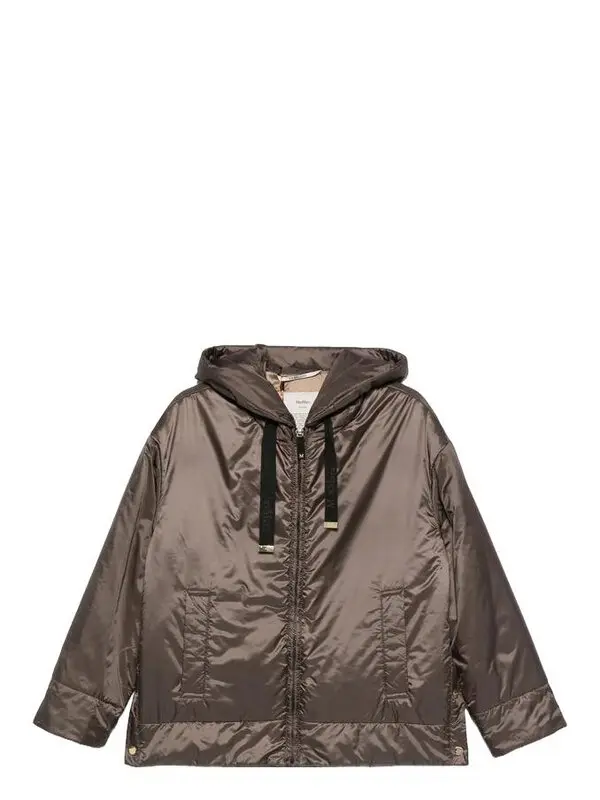 Max Mara Puffer Jacket With Hood And Zip Fastening - Brown