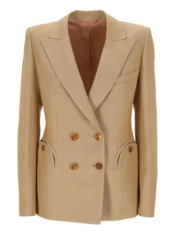 BLAZÉ MILANO Sand Beige Double-breasted Jacket - Cream
