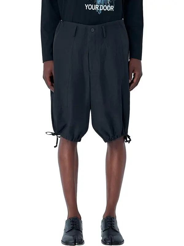 Yohji Yamamoto Drawstring Hem Relaxed Fit Shorts - Black