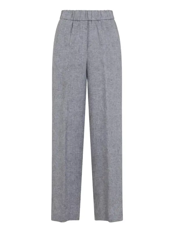 Peserico Linen Straight Leg Pants - Blue