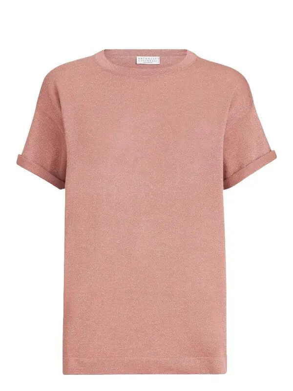 Brunello Cucinelli Round Neck Short Sleeve T-shirt - Pink