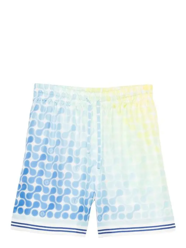 Casablanca Printed Silk Track Shorts - Blue