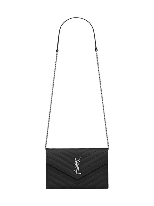 Saint Laurent Cassandre Chain Wallet - Black