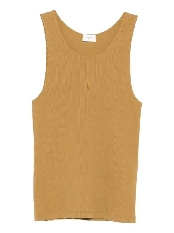 Saint Laurent Embroidered Cotton Tank Top - Multicolor