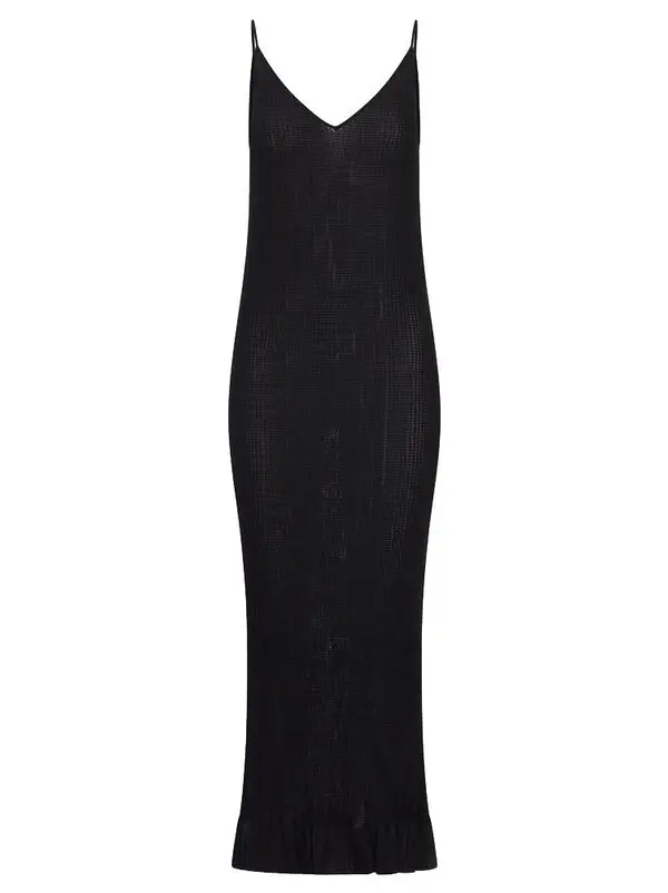 JIL SANDER V-neck Ruffled Hem Dress - Black