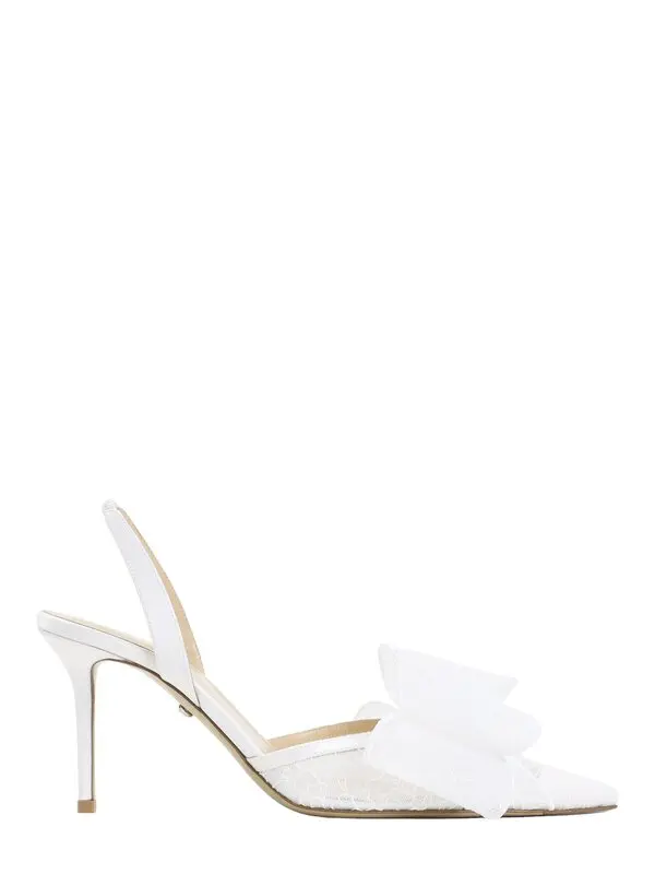 Mach & Mach Le Cadeau Lace Slingback Pumps - White