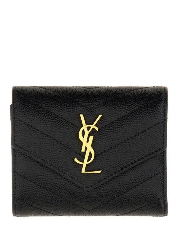 Saint Laurent Cassandre Matelassé Multi-fold Wallet - Black