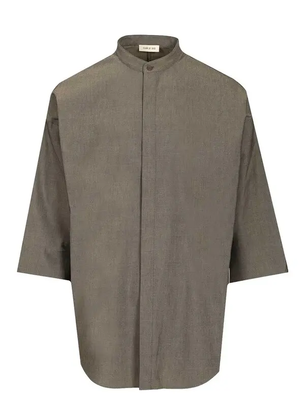 Fear Of God Mandarin Relaxed Shirt Ss - Gray
