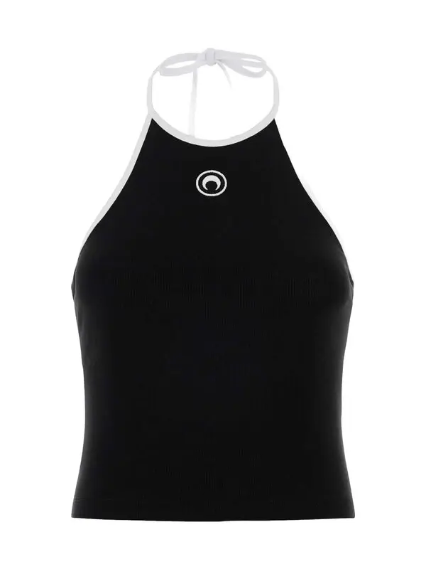 MARINE SERRE Cotton Tank Top - Black