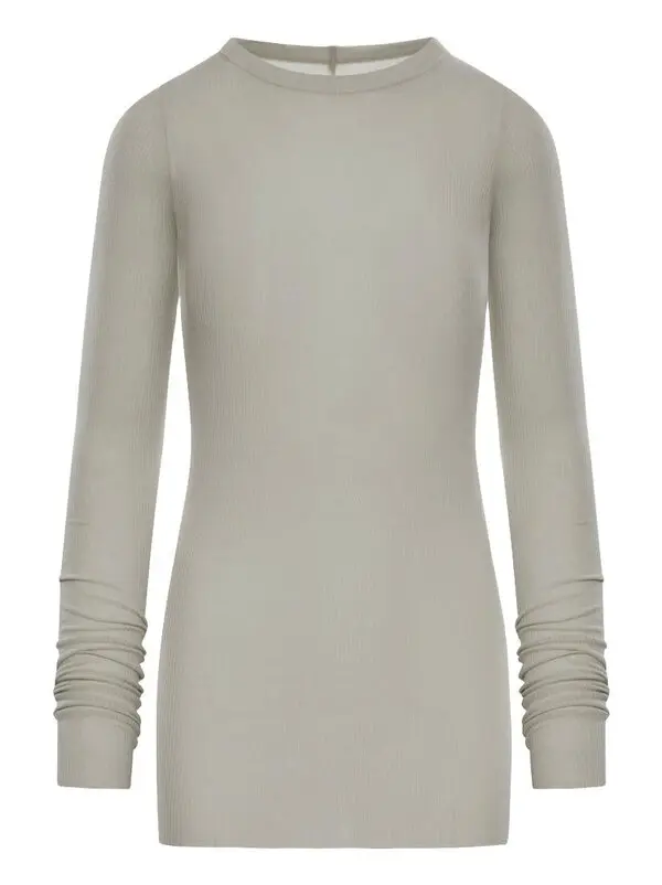 Rick Owens Ribbed Crew Neck Long Sleeve Sweater - Cream