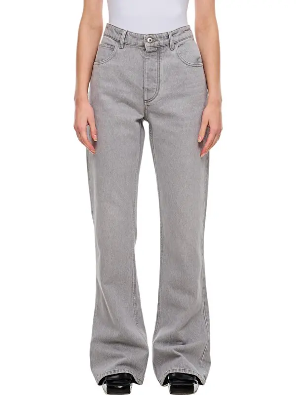 Bottega Veneta Light Grey Washed Flared Denim Pants - Multicolor