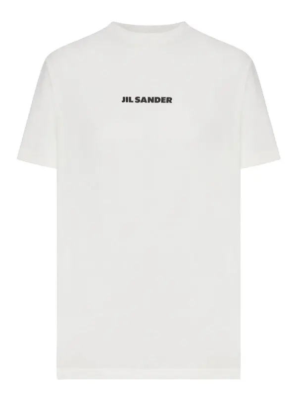 JIL SANDER Crew Neck Cotton T-shirt With Logo - Multicolor