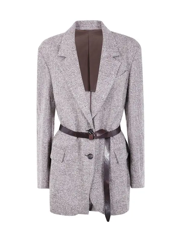 Brunello Cucinelli Belted Single-breasted Jacket - Multicolor