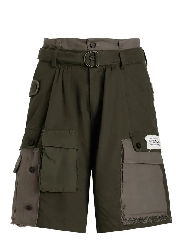 Dolce & Gabbana Paneled Cargo Bermuda Shorts - Green