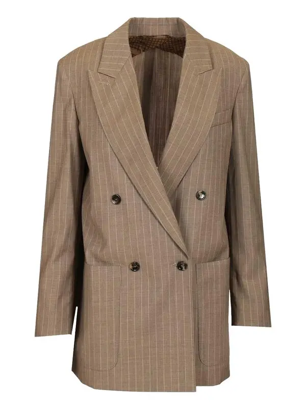 Max Mara Double-breasted Virgin Wool Blazer - Brown