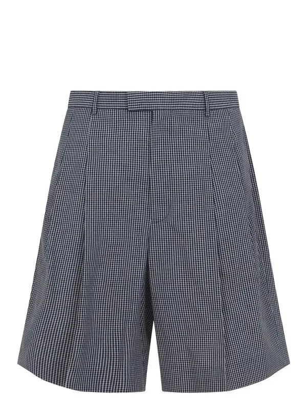 Givenchy And White Checked Cotton Shorts - Blue