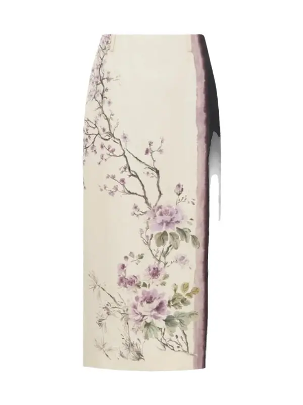 Dior Printed Silk Midi Skirt - White