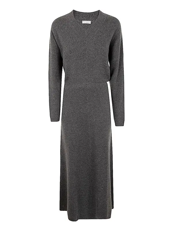 Brunello Cucinelli Cashmere Long Dress - Gray