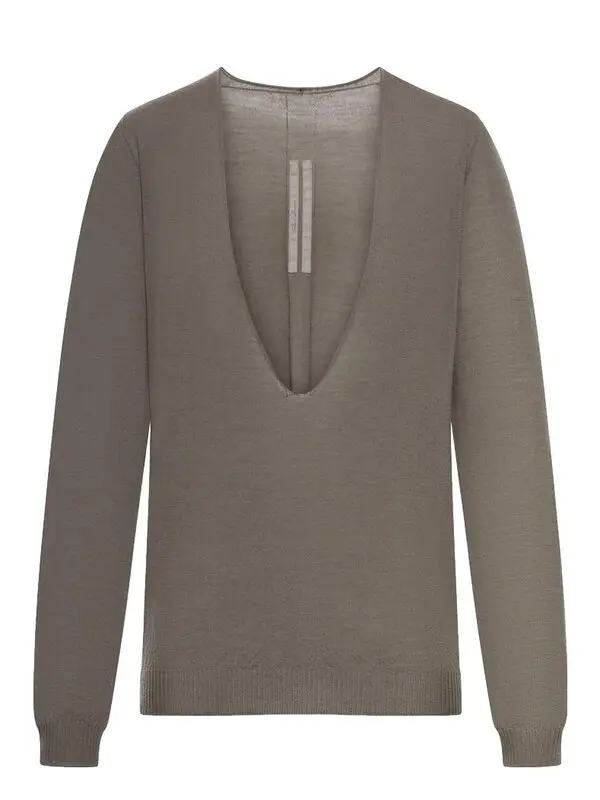 Rick Owens V-neck Virgin Wool Sweater - Gray