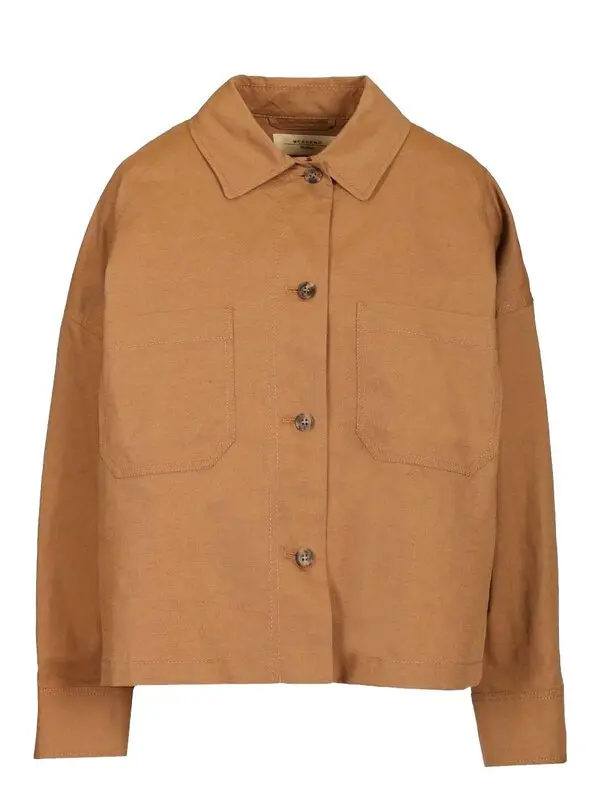 Max Mara Oversized Jacket In Cotton And Linen Mat - Brown