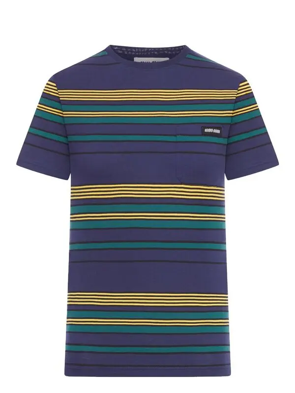 Miu Miu Striped Jersey T-shirt - Blue