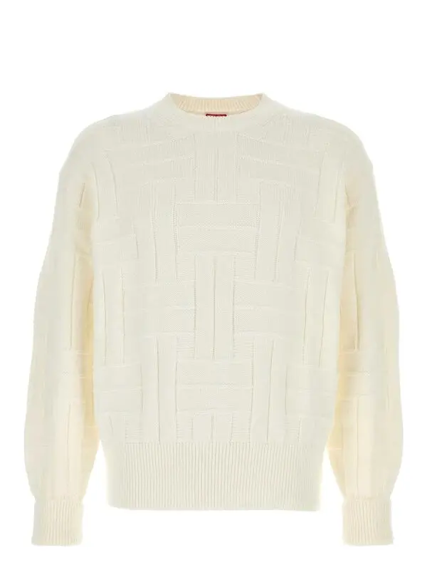 Kenzo Textured Crew Neck Sweater - White